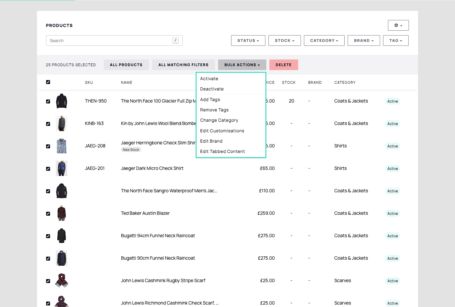 How do I navigate the new Products Index page?