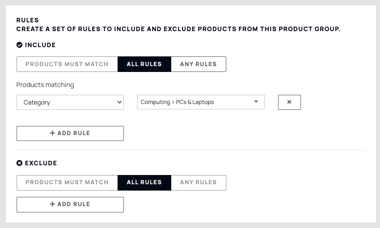 How do the product group rules work?