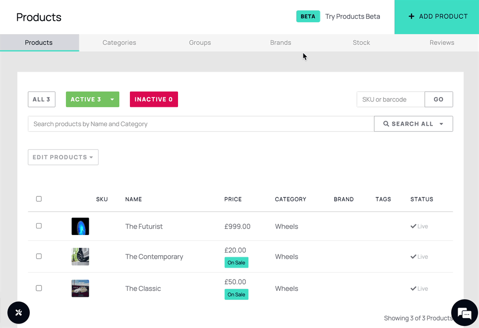 How do I navigate the new Products Index page?